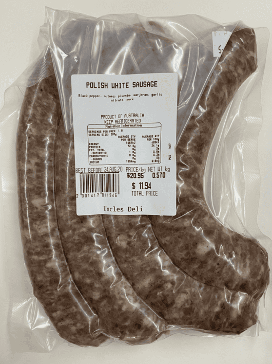 Polish White Sausage (Biala Kielbasa) – 550g 4 pack - Uncles Smallgoods